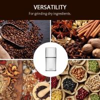 China Silver 304 Stainless Steel Electric Coffee Grinder Lid Press Button Coffee Bean Mill Grinder for sale