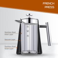 China 1000ml/34oz Stainless Steel Plunger Coffee Pot Vacuum 13.4*20.5cm for sale