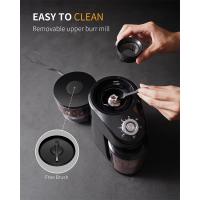 China 100W Portable Automatic Black Coffee Grinder 240g Conical Burr 2-12 Cups 14 Adjustable for sale