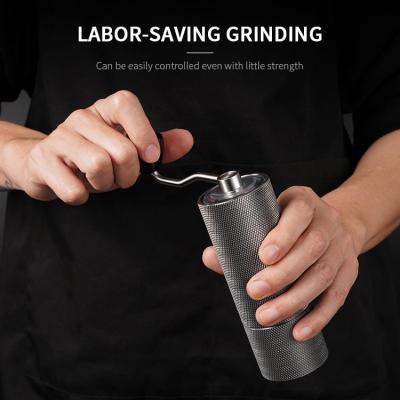 China Silver Manual Hand Coffee Grinder CNC Cutting Capacity 25g Handheld Electric Burr Grinder for sale