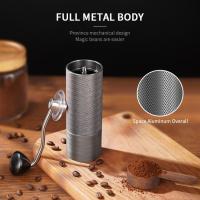 China Silver Manual Hand Coffee Grinder CNC Cutting Capacity 25g Handheld Electric Burr Grinder for sale
