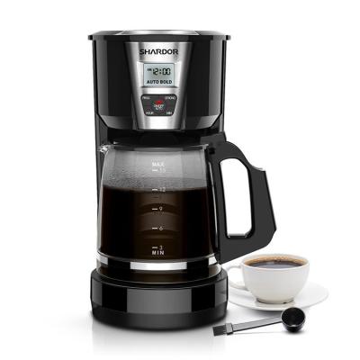 China Auto Pour Over Stainless Steel Drip Coffee Maker 1.8L 12 Cup Black for sale