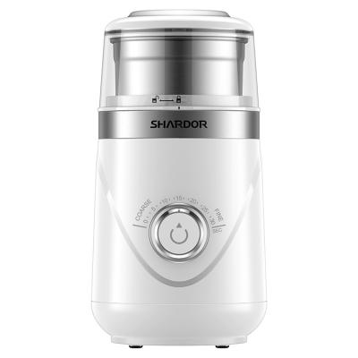 China Pepper Cumin White Custom Coffee Grinder Coarse Fine Removable Cups Timing Knob for sale