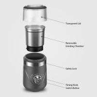 China Mini Bean Custom Coffee Grinder Coarse or Fine Removable Cup Electric Burr Mill for sale
