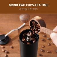 China Black Espresso Manual Coffee Grinder Wood Handle Conical Burr Hand Coffee Grinder for sale