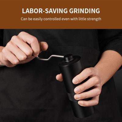 China Black Espresso Manual Coffee Grinder Wood Handle Conical Burr Hand Coffee Grinder for sale