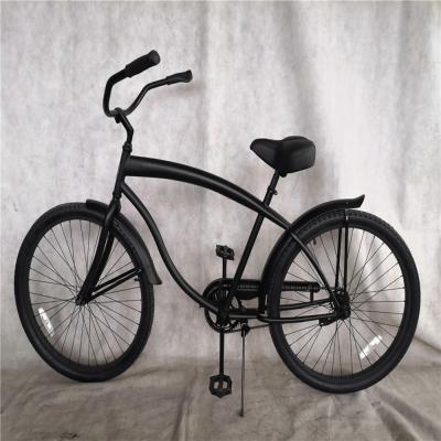 China Ordinary Pedal Black Color Single Speed 26 Inch Custom Mens Beach Cruiser Bike for Adults Gross Weight 17kg for sale