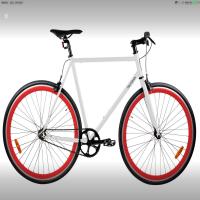 China 58cm 60cm White Frame Red Rim 700c Single Speed Fixie Fixed Gear Bike Double V Brake for sale