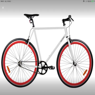 China 58cm 60cm White Frame Red Rim 700c Single Speed Fixie Fixed Gear Bike Double V Brake for sale