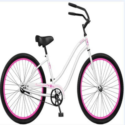 China Step Through Design 26 Inch Beach Cruiser Bike with Coaster Foot Brake and White Color for sale