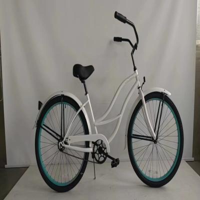 China 26 Inch White Color Single Speed Women's Vintage Beach Cruiser Bike for Casual Riding for sale