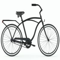 China 26 Steel Matte Black Men's Single Speed Coaster Brake Beach Cruiser Bike with Rear Carrier for sale