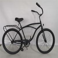 China 26 Steel Matte Black Men's Single Speed Coaster Brake Beach Cruiser Bike with Rear Carrier for sale