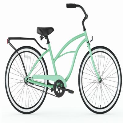 China Mint Green Ladies Low Step Sports Hybrid Bike Women Single Speed Comfort Beach Cruiser Bike 26 Inch for sale