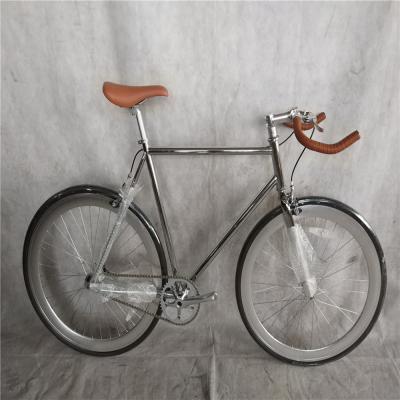 China Classic 700Cx28C Vintage Chrome Fixed Gear Bike 58cm Single Speed Fixie Bicycle 13kg for sale