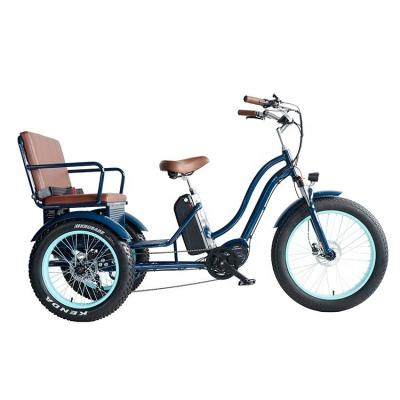 China Front Hub Motor Electric Rickshaw with 48V 750W 17AH Lithium Battery and Big Fat Tire for sale