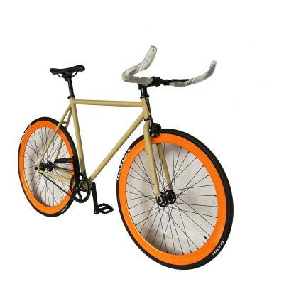 China 700C Hi-Ten Steel Frame Double Wall 43MM Aluminum RIM Single Speed Track Fixed Gear Bike for sale