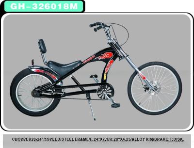 China Chopper Bike Black Low Rider Fashion Bike with F Disc Brake R V-Brake Technology for sale