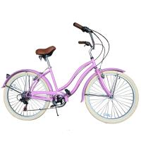 China Ten Steel Frame 26inch Shimano 7 Speeds OEM Logo Adult Women Lady Beach Cruiser Bike for sale