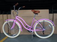 China Ten Steel Frame 26inch Shimano 7 Speeds OEM Logo Adult Women Lady Beach Cruiser Bike for sale