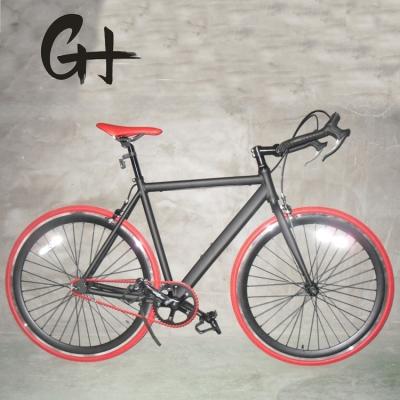 China 700C Full Matte Black OEM Aluminium Frame Single Speed Road Bike Gross Weight 13KG for sale