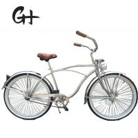 China 17kg 26inch 68Spokes Rim Sliver color CP frame Chrome paint single speed OEM/ODM men front spring fork beach cruiser bicycle for sale