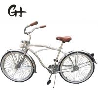 China 17kg 26inch 68Spokes Rim Sliver color CP frame Chrome paint single speed OEM/ODM men front spring fork beach cruiser bicycle for sale