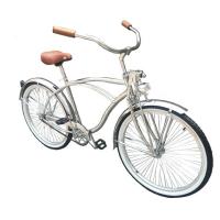 China 17kg 26inch 68Spokes Rim Sliver color CP frame Chrome paint single speed OEM/ODM men front spring fork beach cruiser bicycle for sale