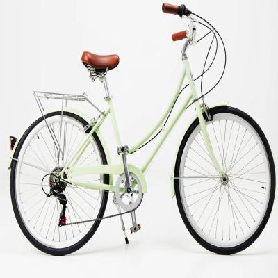 China 14KG Retro Ladies 7 Speed Vintage Bicycles 700C Adult Women's City Bike with Basket for sale