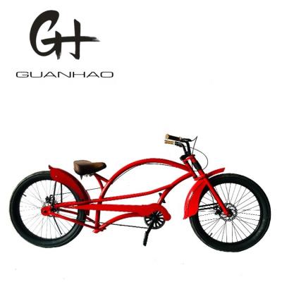 China 24 Inch Red Color Long Chopper Cruiser Bike with 24*3.0 Tire and Aluminum Alloy Rim for sale