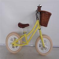 China 12 Inch Foam Tire Kids' Balance Bike Yellow Color Load Capacity 70kg Front Wicker Basket for sale