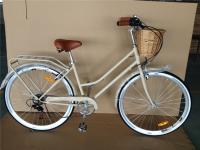 China Vintage Lady Bike with Basket Red Color Low Step Through Hybrid 5 Speed Comfort Cruiser for sale