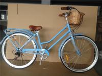 China Vintage Lady Bike with Basket Red Color Low Step Through Hybrid 5 Speed Comfort Cruiser for sale