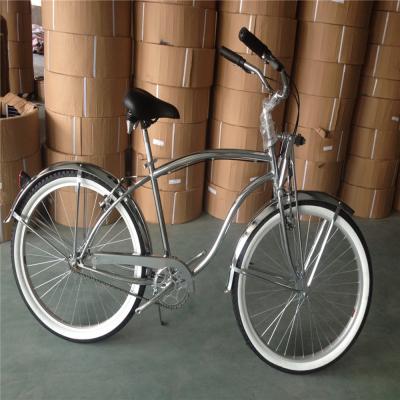 China 1.8m Length 160kg Load Capacity 26 Inch Chrome Single Speed Men's Beach Cruiser Bicycle for sale