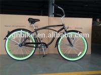 China Green Aluminum Alloy Rim 26inch Cruiser Bike with Steel Fork Material and Green Color for sale