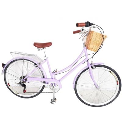 China KMC Chain 26inch Europe OEM CE Shimano 7 Speeds Women Lady City Bicycle 1.8m Length for sale