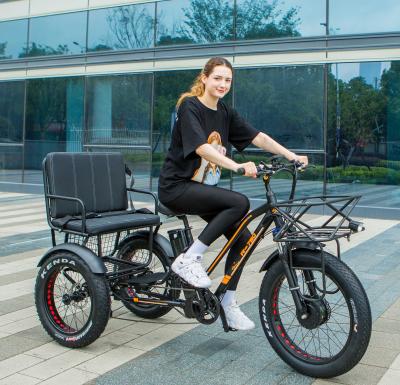 China Down Tube 48V 750W 17AH Lithium Battery 45KM/H bafang Front Motor Electric Passenger Tricycle for sale