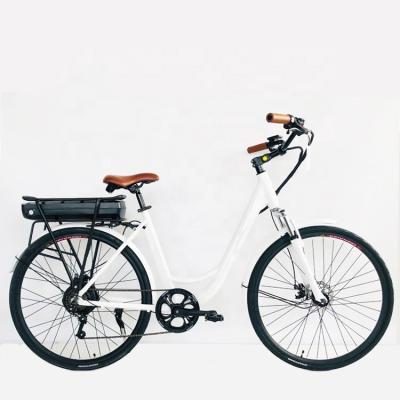China 48V 14AH Lithium Battery 7 Speeds Aluminum Frame Electric Lady Bicycle 700C 500W for sale