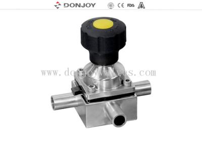 China SS 316L plastic manual mini three way diaphragm valve with 3 ports, Welded Ends for sale