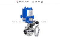 China Stainless steel 304 weld sanitary level butterfly valves of ball type with electric actuator for sale