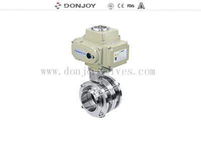 China Stainless Steel Sanitary Level Butterfly Valves Ball Type With on/off Electic Actuator for sale