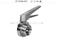 China Manual Thread sanitary Butterfly Valve with stainless steel multi-position handle for sale