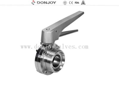 China Manual Thread sanitary Butterfly Valve with stainless steel multi-position handle for sale