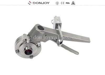 China Manual Weld Sanitary Butterfly Valves With Stainless Steel Lockable Multi Handle for sale