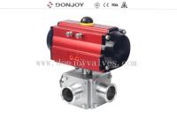 China Sanitary Ball Valve Aluminum pneumatic actuator three-way non-retention L type and full port for sale
