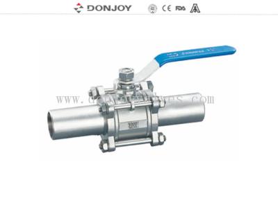 China 3pcs welded full port Sanitary Ball Valve With connection pipe for sale