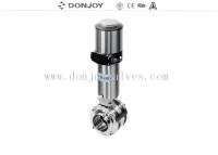 China SS316L DF2 3 Pieces Sanitary Butterfly Valves With Control Head for sale