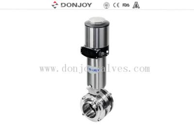 China SS316L DF2 3 Pieces Sanitary Butterfly Valves With Control Head for sale