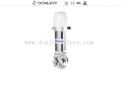 China FDA Stainless steel SUS304 double acting sanitary grade pneumatic clamp butterfly valves with controller for food for sale