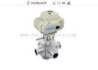 China Electric actuator three-way ball valve with T type and full port for sale